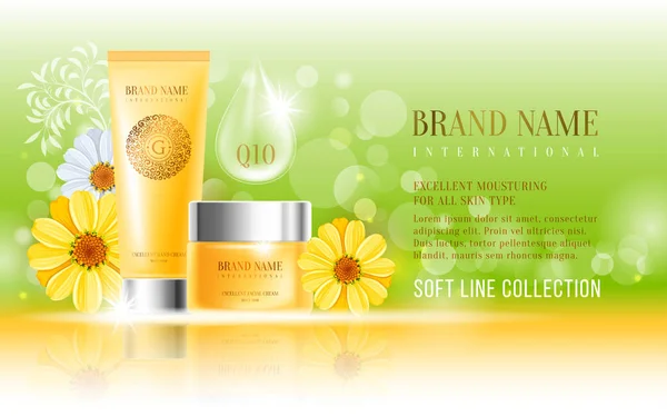 Cosmetics advertisement layout template — Stock Vector © Pazhyna #140625714