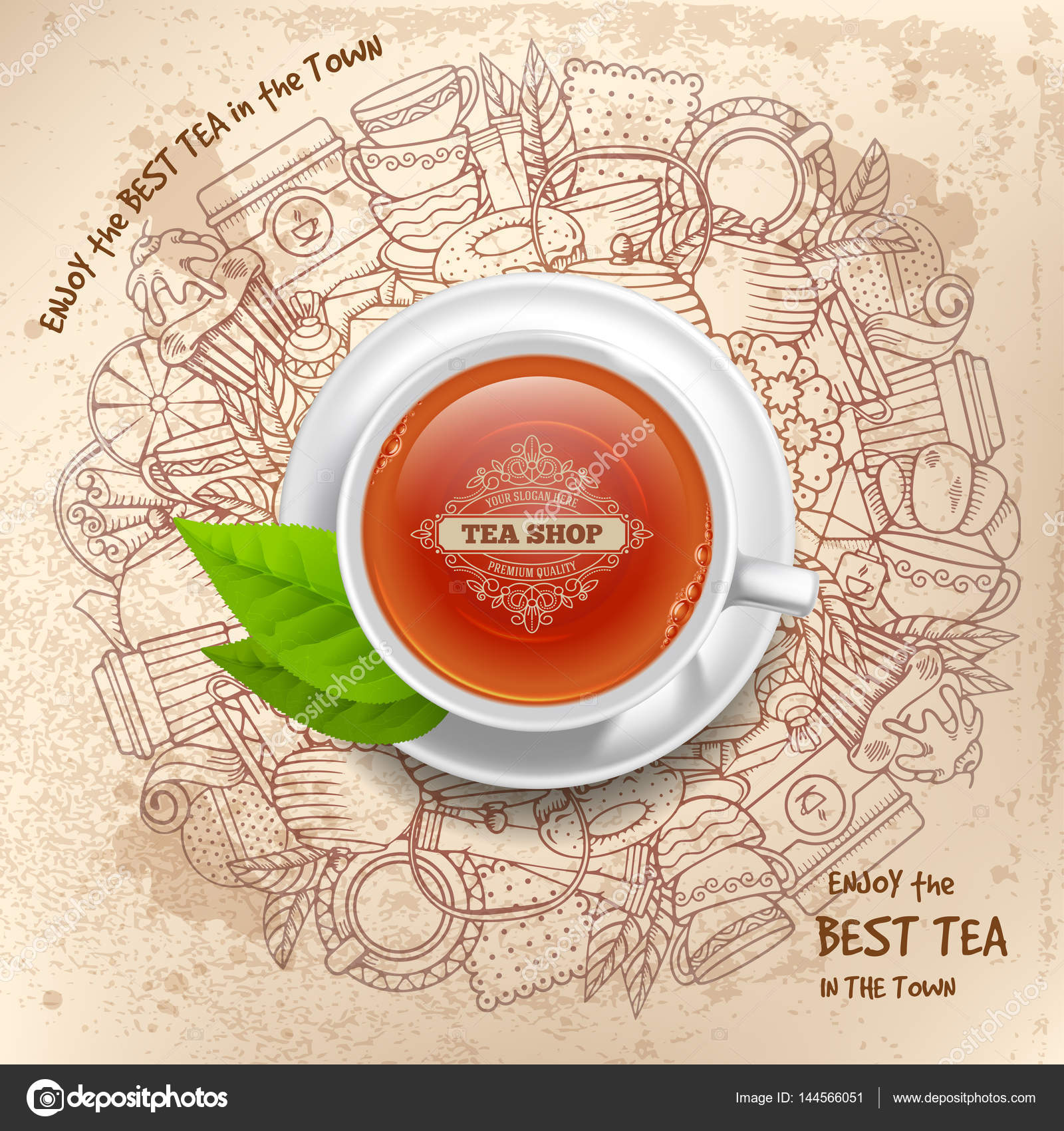 Tea Design with tea cup Stock Vector Image by ©Pazhyna #144566051