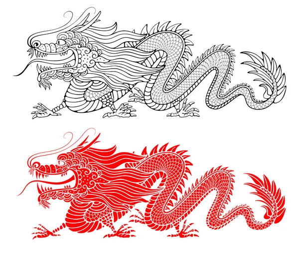 Chinese dragon horizontal Vector Art Stock Images | Depositphotos