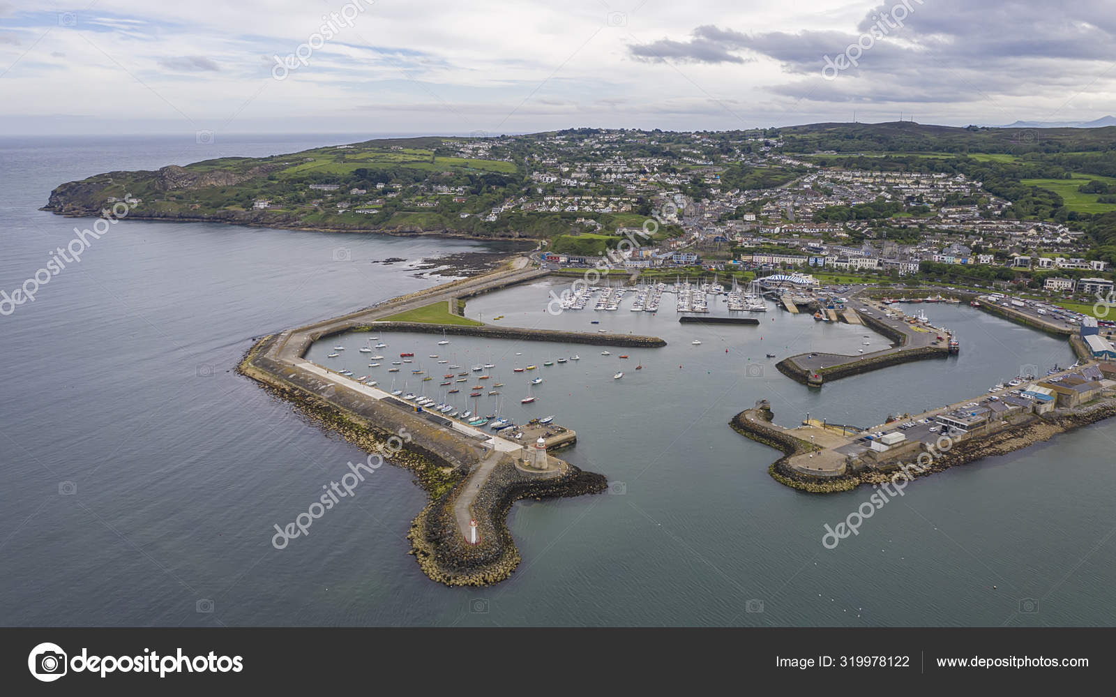 Aerial view of Howth Harbour and village, Ireland — Stock Photo ...