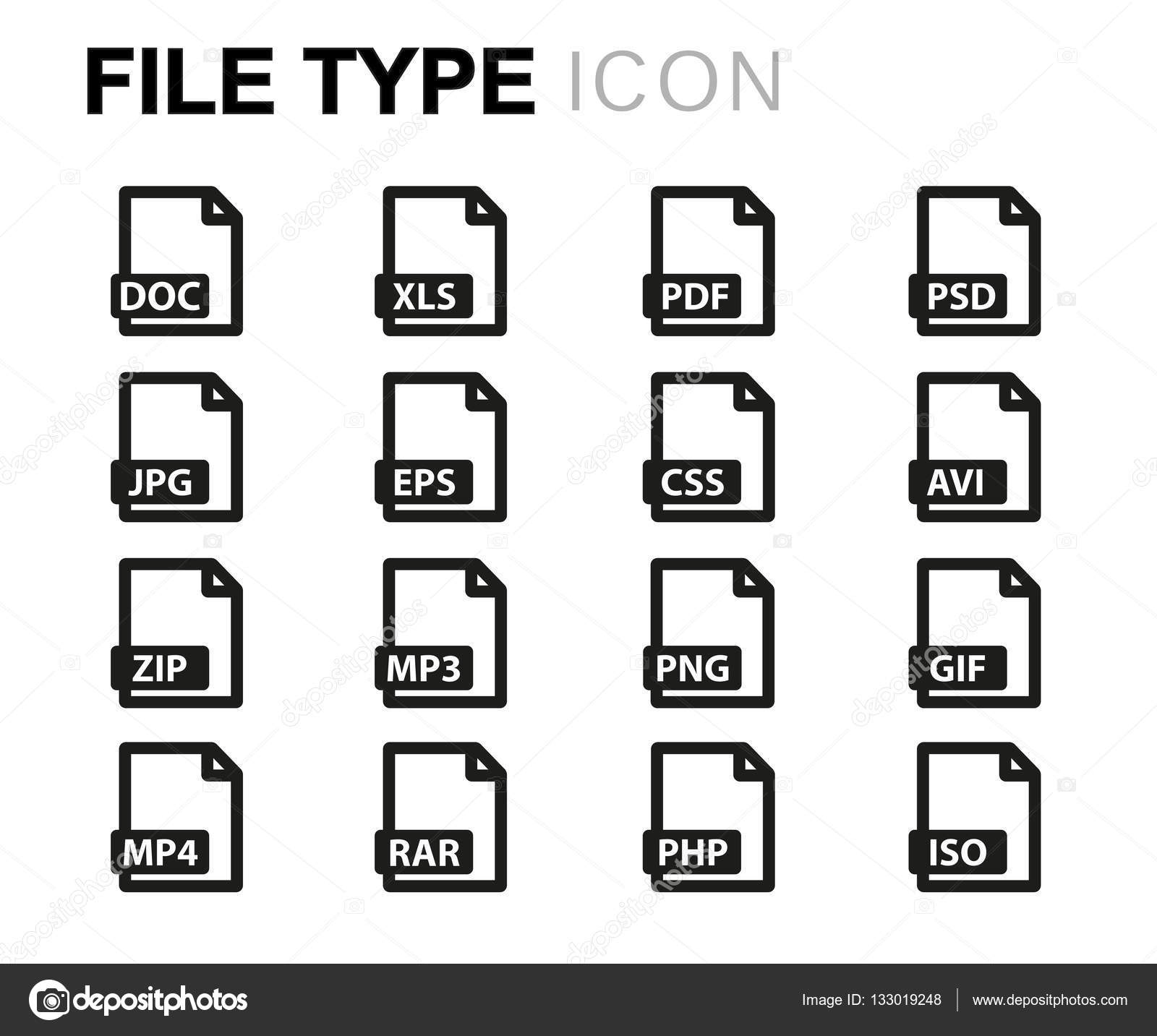 Vector line file type icons set Stock Vector Image by ©skarin1 #133019248
