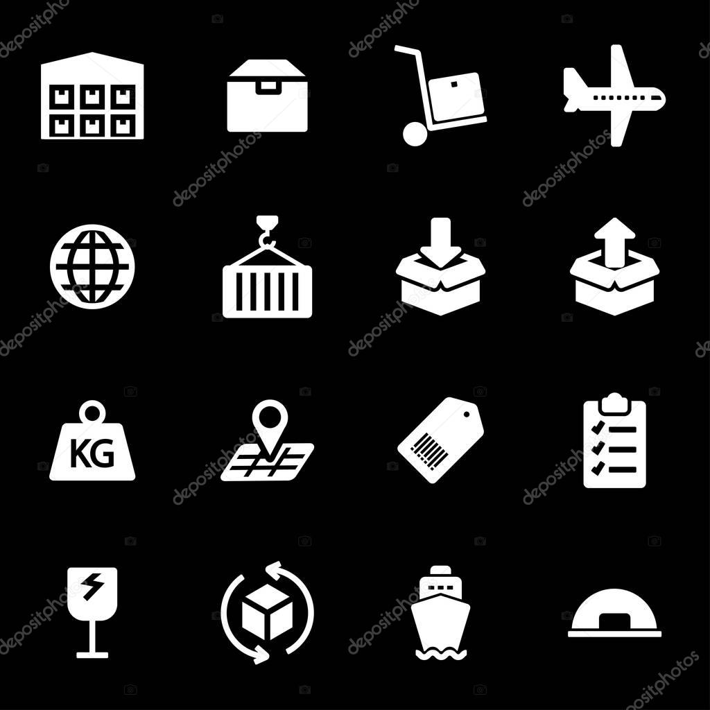 Conjunto de iconos de logística blanca vectorial 2023