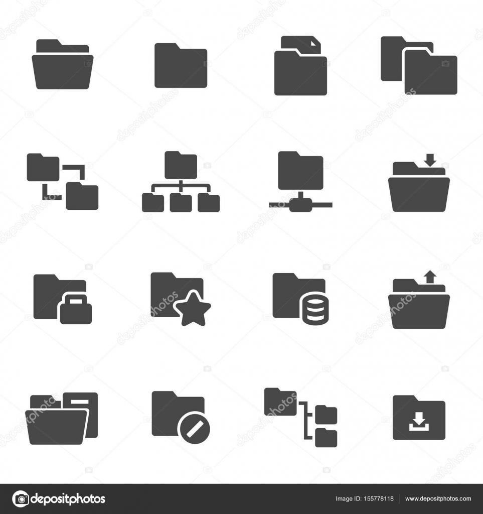 Vector black folder icons set Stock Vector Image by ©skarin1 #155778118