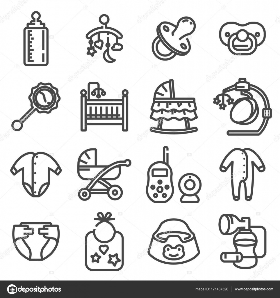 Vector line baby icons set. Stock Vector Image by ©skarin1 #171437526