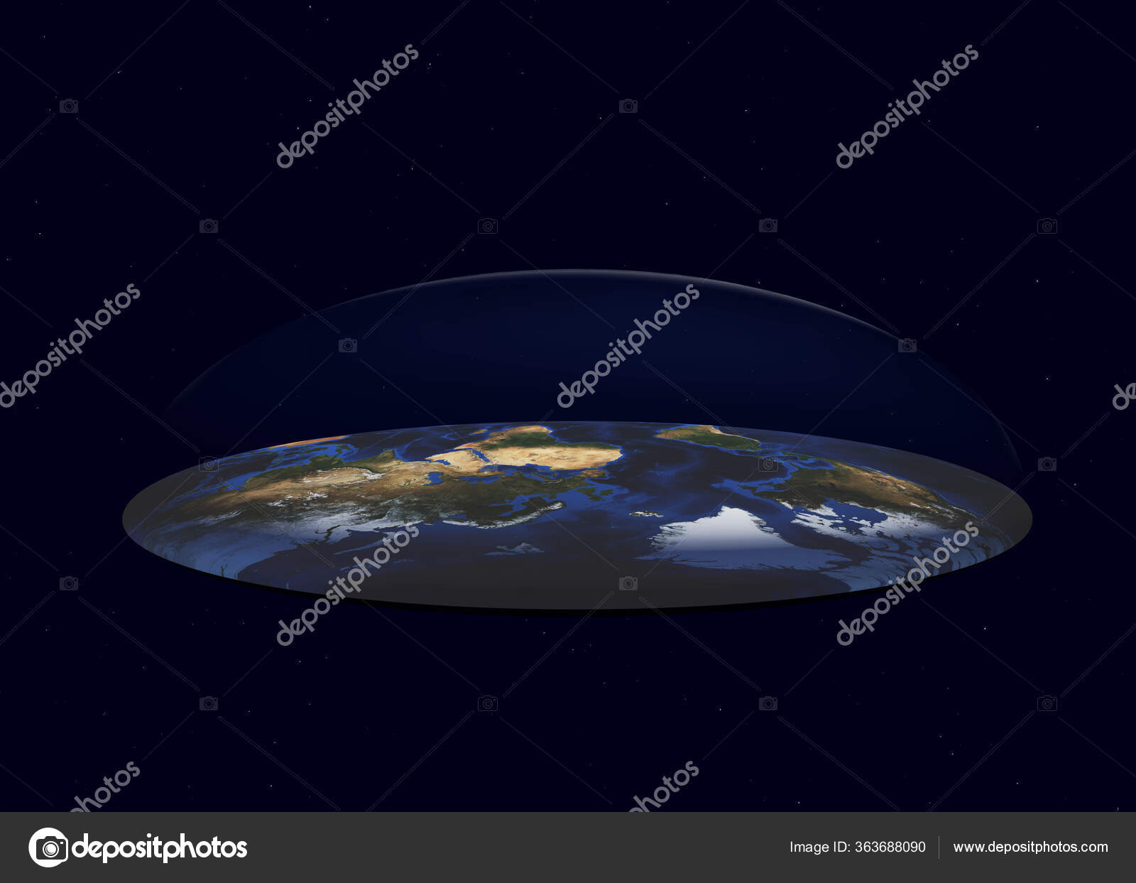 Flat Earth View Myths Legends Discworld Parallel Universe Illustration ...