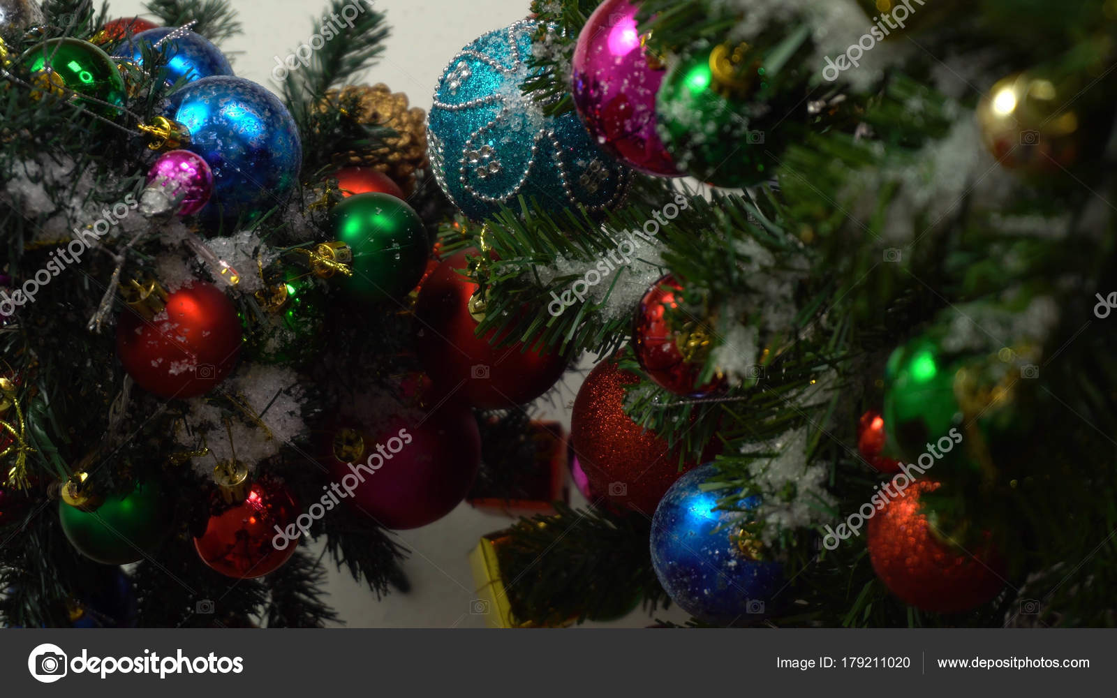 Greeting Season concept.hand setting of ornaments on a Christmas Stock ...