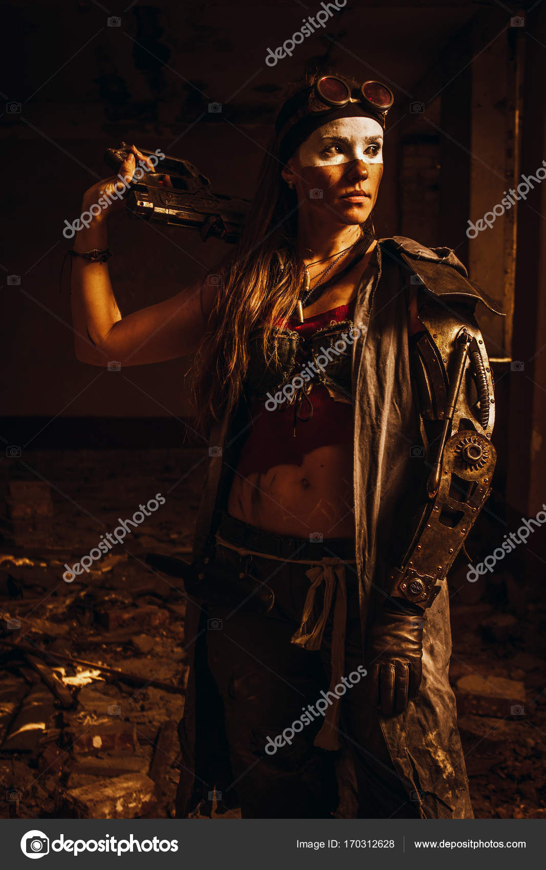 Strong and powerful post apocalyptic woman — Stock Photo © igor ...