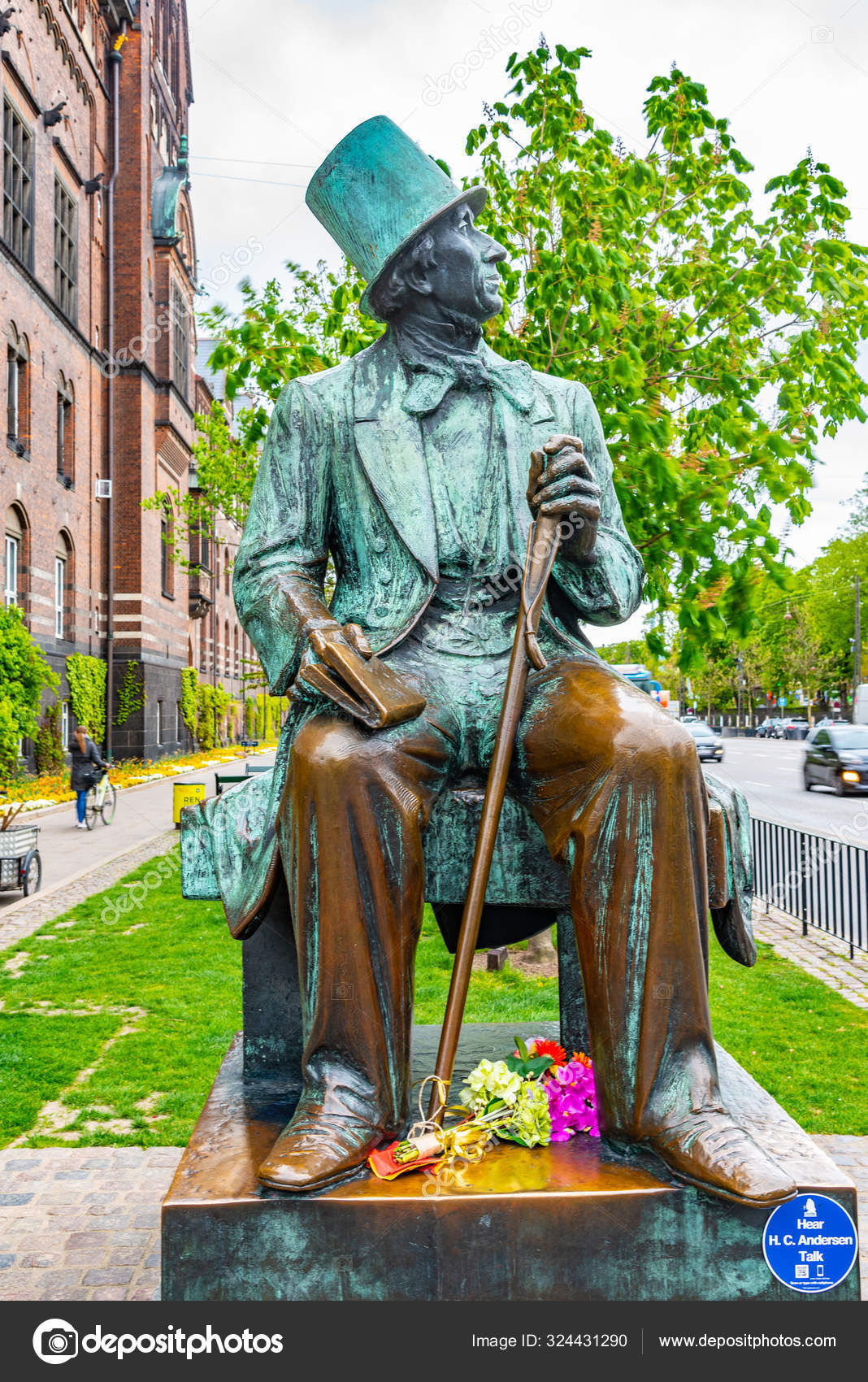 Statue of Hans Christian Andersen in Copenhagen, Denmark Stock Photo by ...