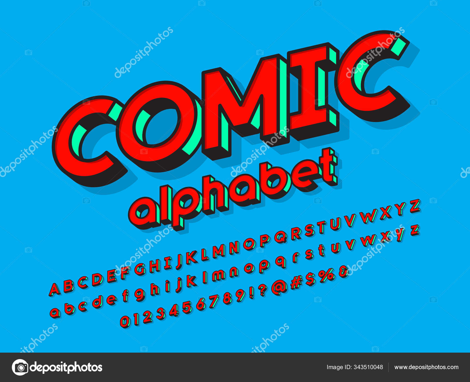 Comic Style Vector Font Uppercase Lowercase Numbers Symbols Stock ...