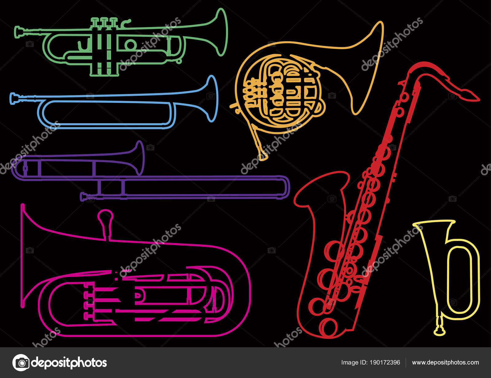 Set Illustrations Wind Musical Instruments Stock Vector Image by ...