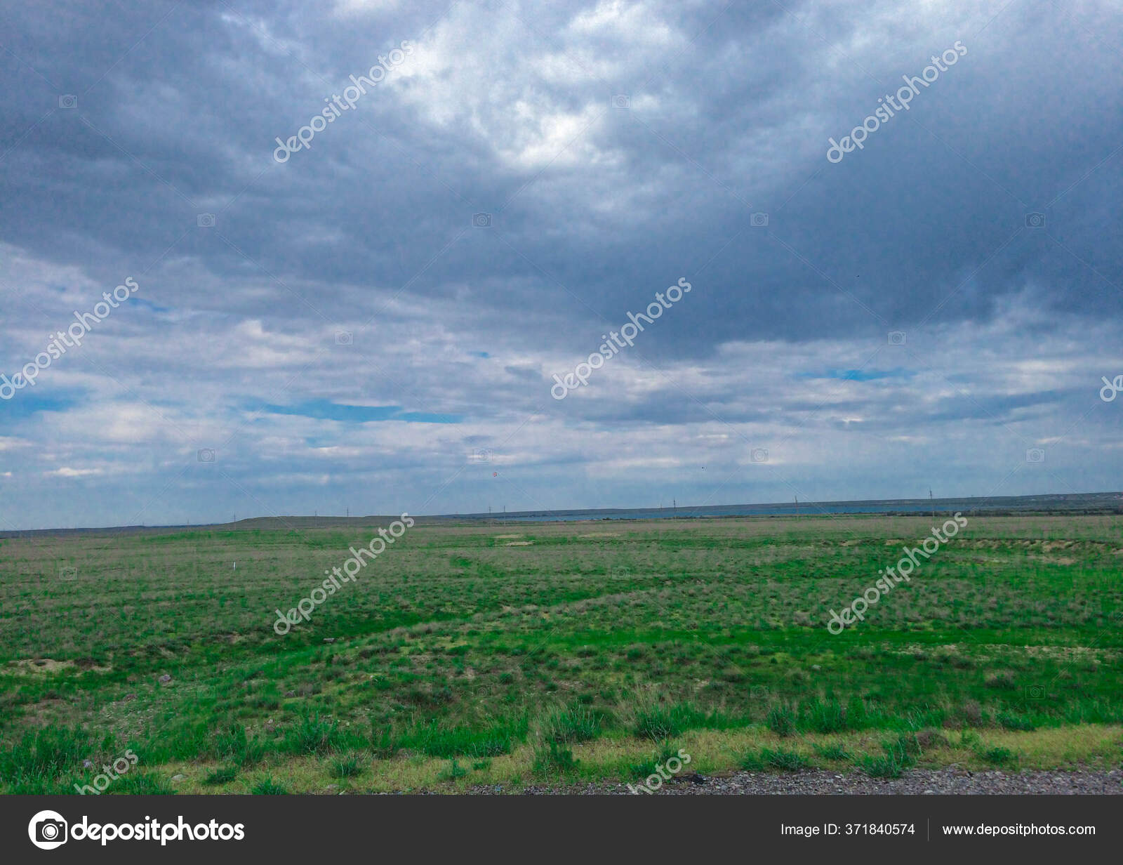 Sky Blue Green Steppe Grass Outdoors Design — Stock Photo © yennefer.1c@gmail.com #371840574