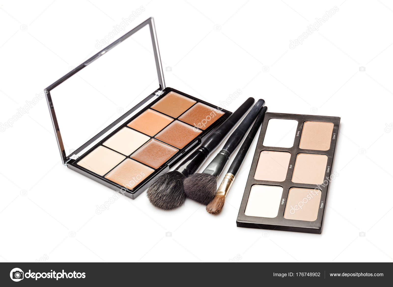Two Palettes Contour Shades Brushes White Background Stock Photo by ...