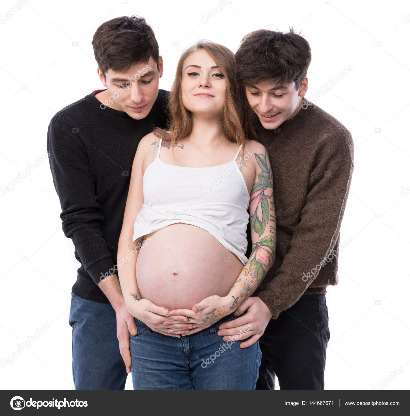 Modern polygamous family with one wife and two husbands Stock Photo by ...