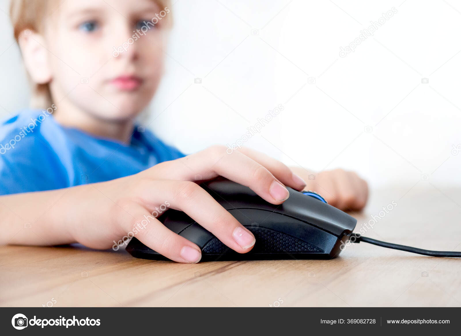 Distance learning online education and work. Child study remotely from ...