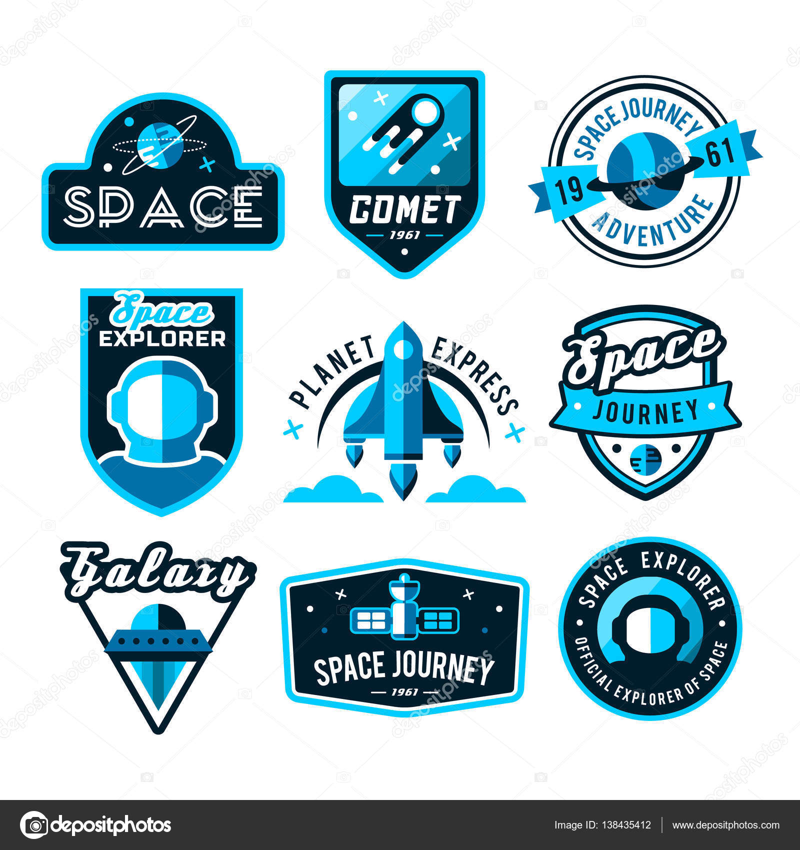 Set of space badges Stock Vector by ©vextok 138435412