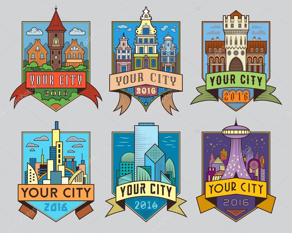 City badges1 color Stock Vector Image by ©daseugen #125790120