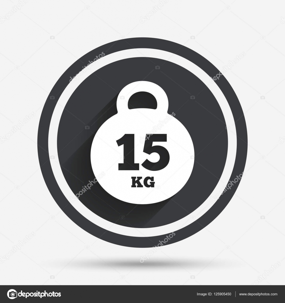 Weight sign icon. 15 kilogram (kg). Sport symbol. Stock Vector Image by ...