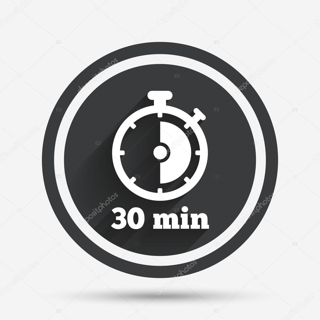 Timer sign icon. 30 minutes stopwatch symbol. — Stock Vector ... Timer sign icon. 30 minutes stopwatch symbol. — Stock Vector ...