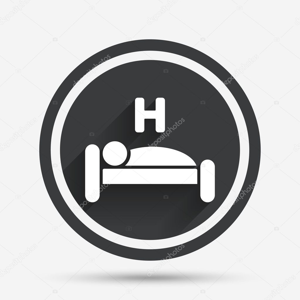 Icono del cartel del hotel. Lugar de descanso. Símbolo durmiente. 2024