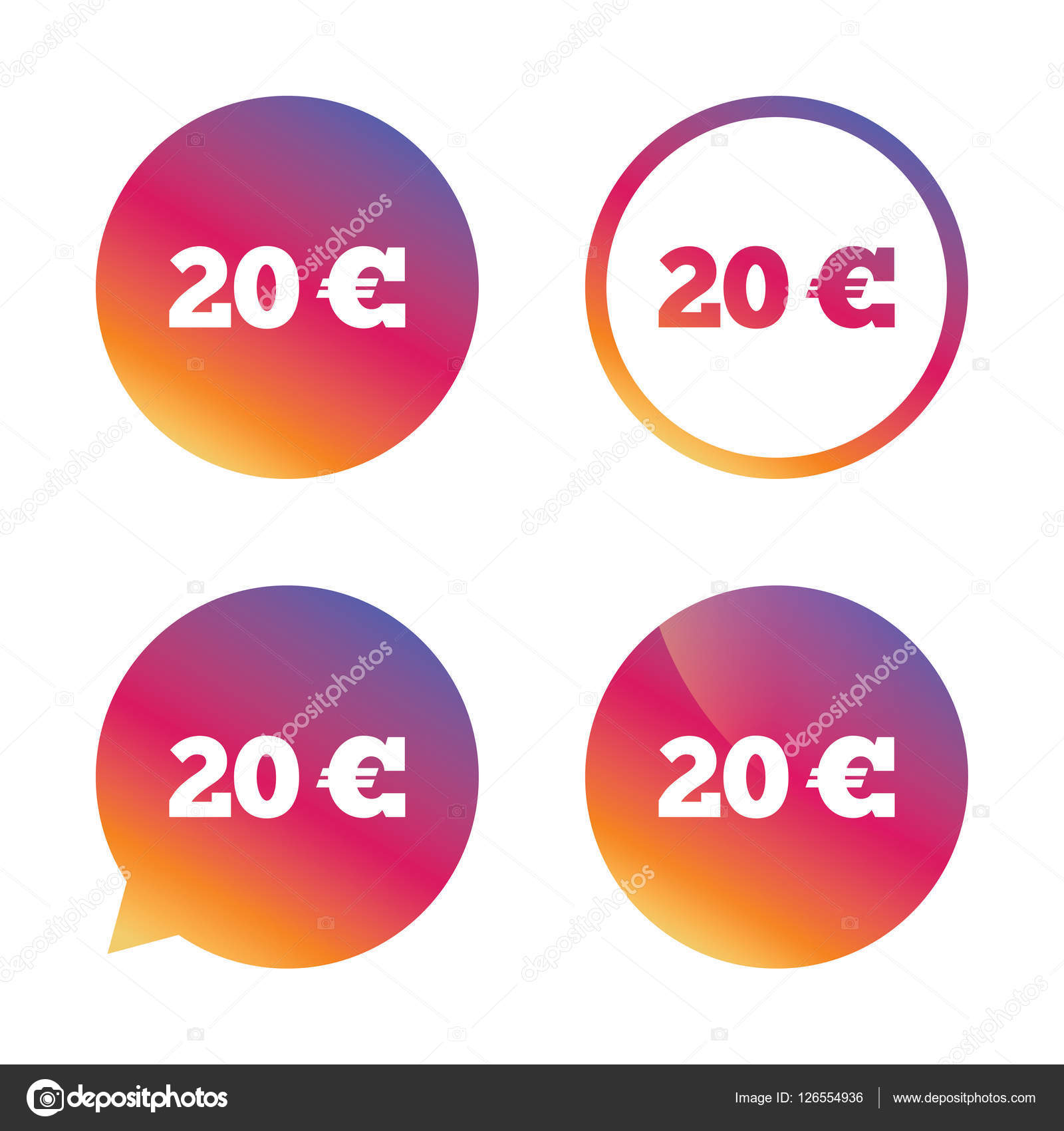 20 Euro sign icon. EUR currency symbol. Stock Vector Image by ...