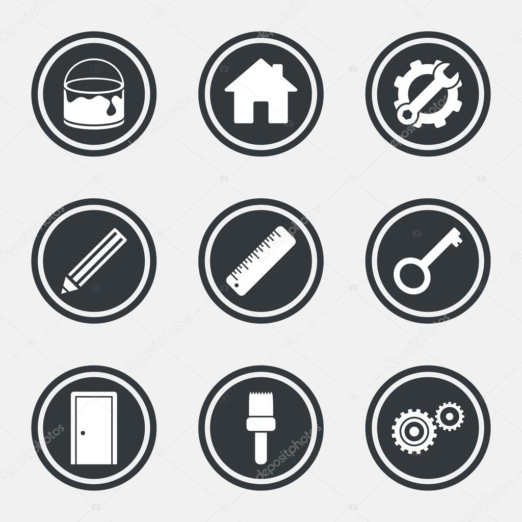 Repair, construction icons. Service signs. Stock Vector Image by ...