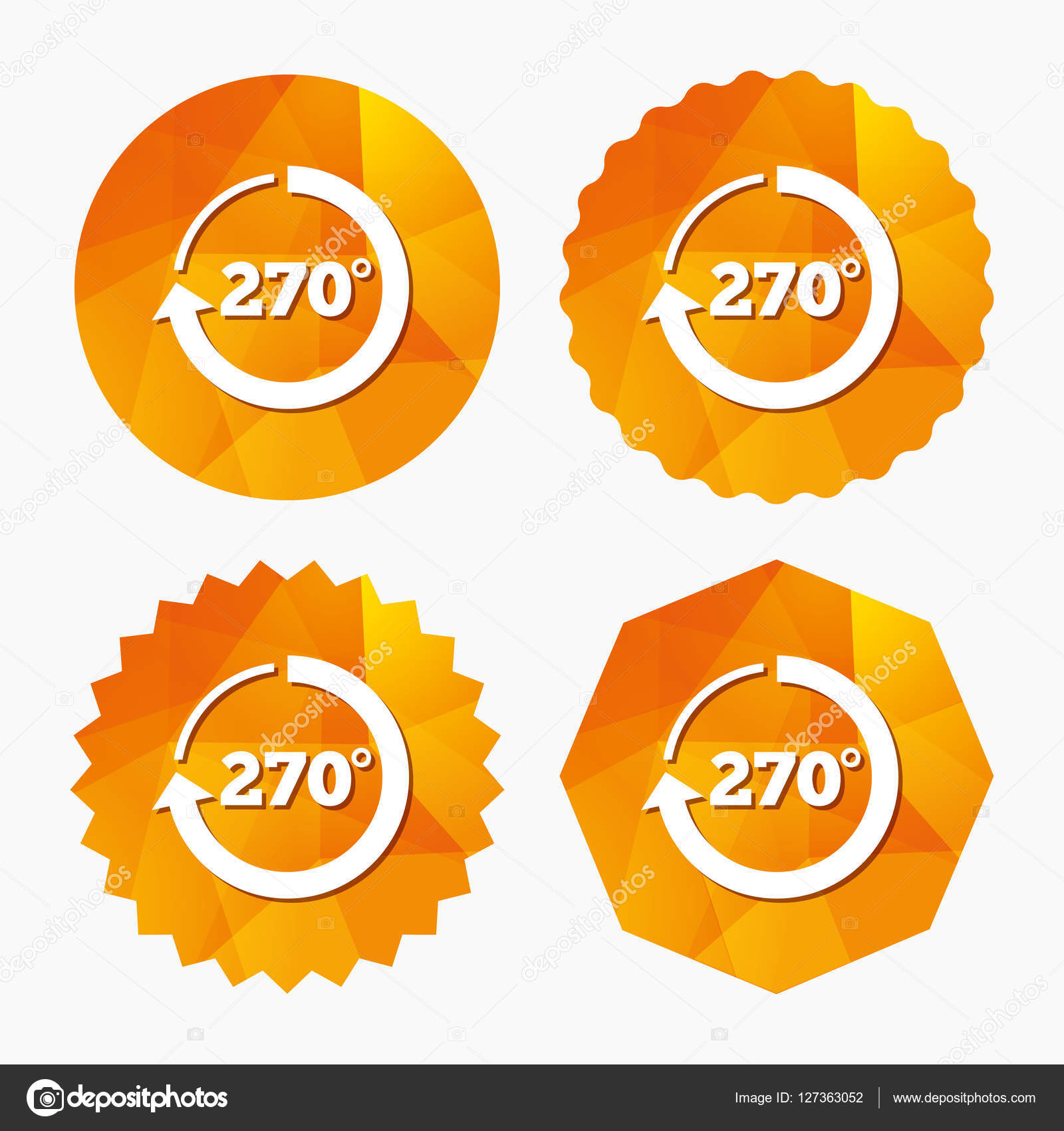 Angle 270 degrees sign icon. Geometry math symbol. Stock Vector Image ...