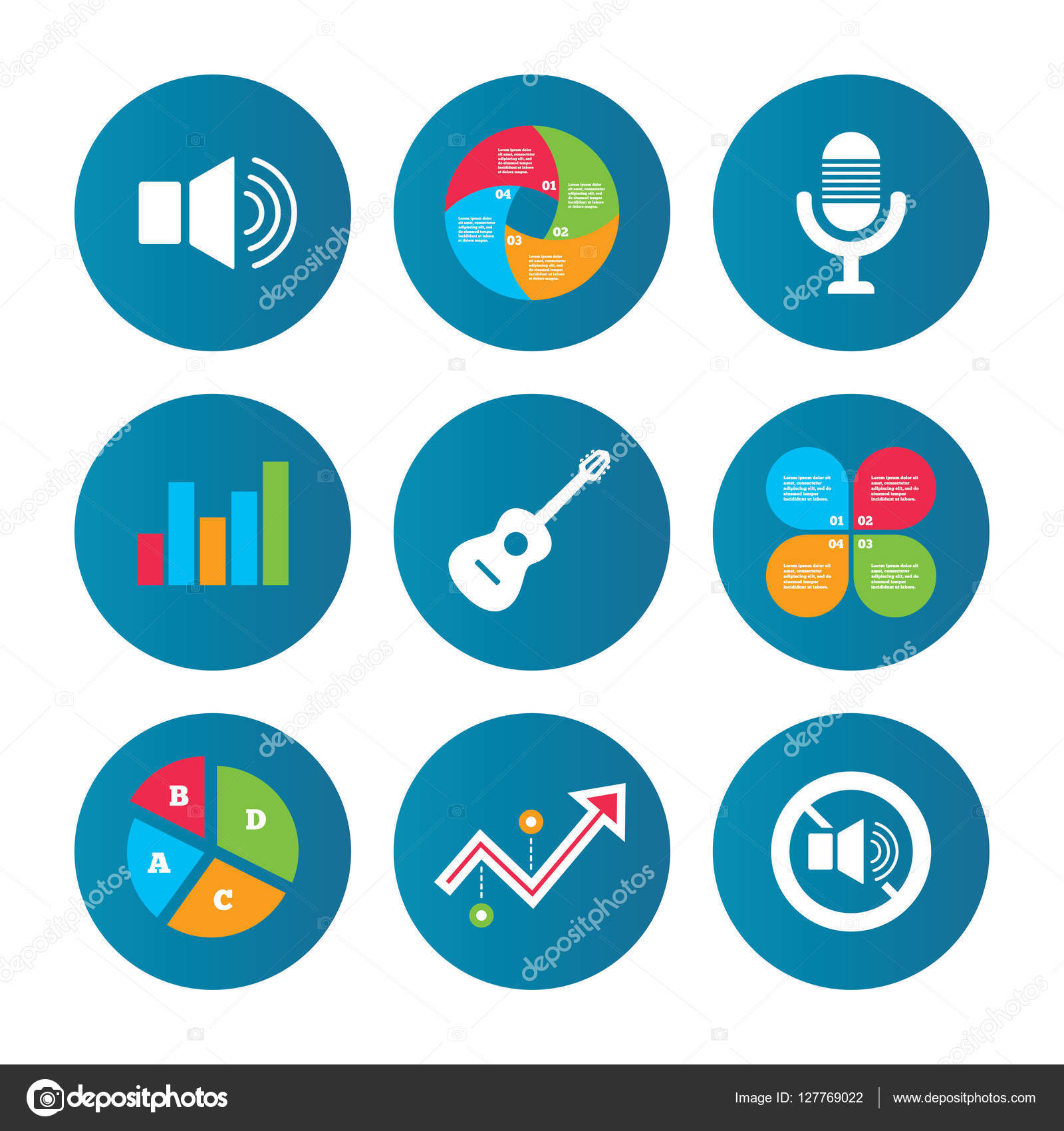 Musical elements icon. Microphone, Sound speaker. Stock Vector Image by ...