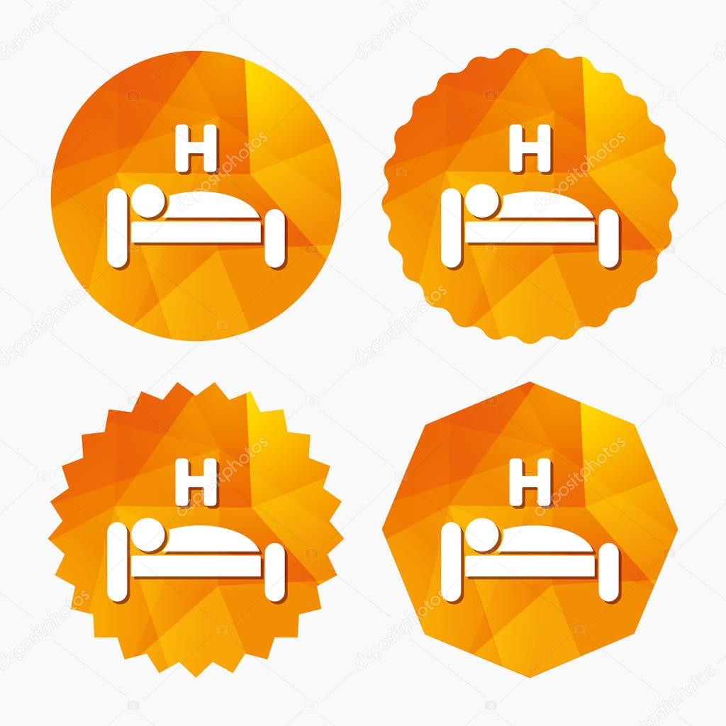 Icono del cartel del hotel. Lugar de descanso. 2023