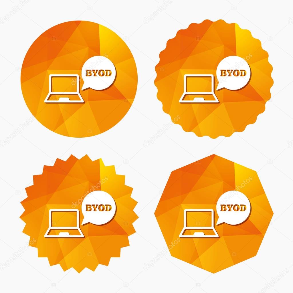BYOD sign icon Stock Vector by ©Blankstock 128989156
