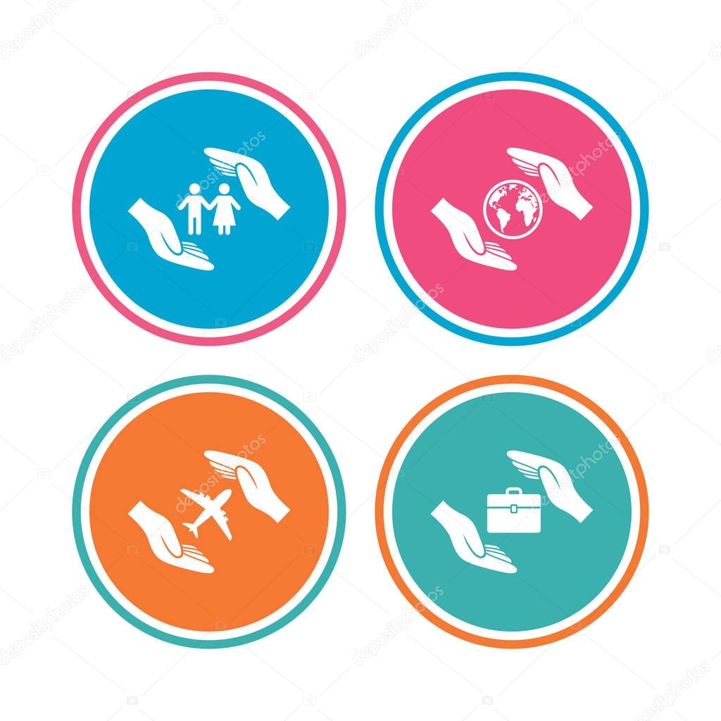 Hands insurance icons Stock Vector by ©Blankstock 129778896