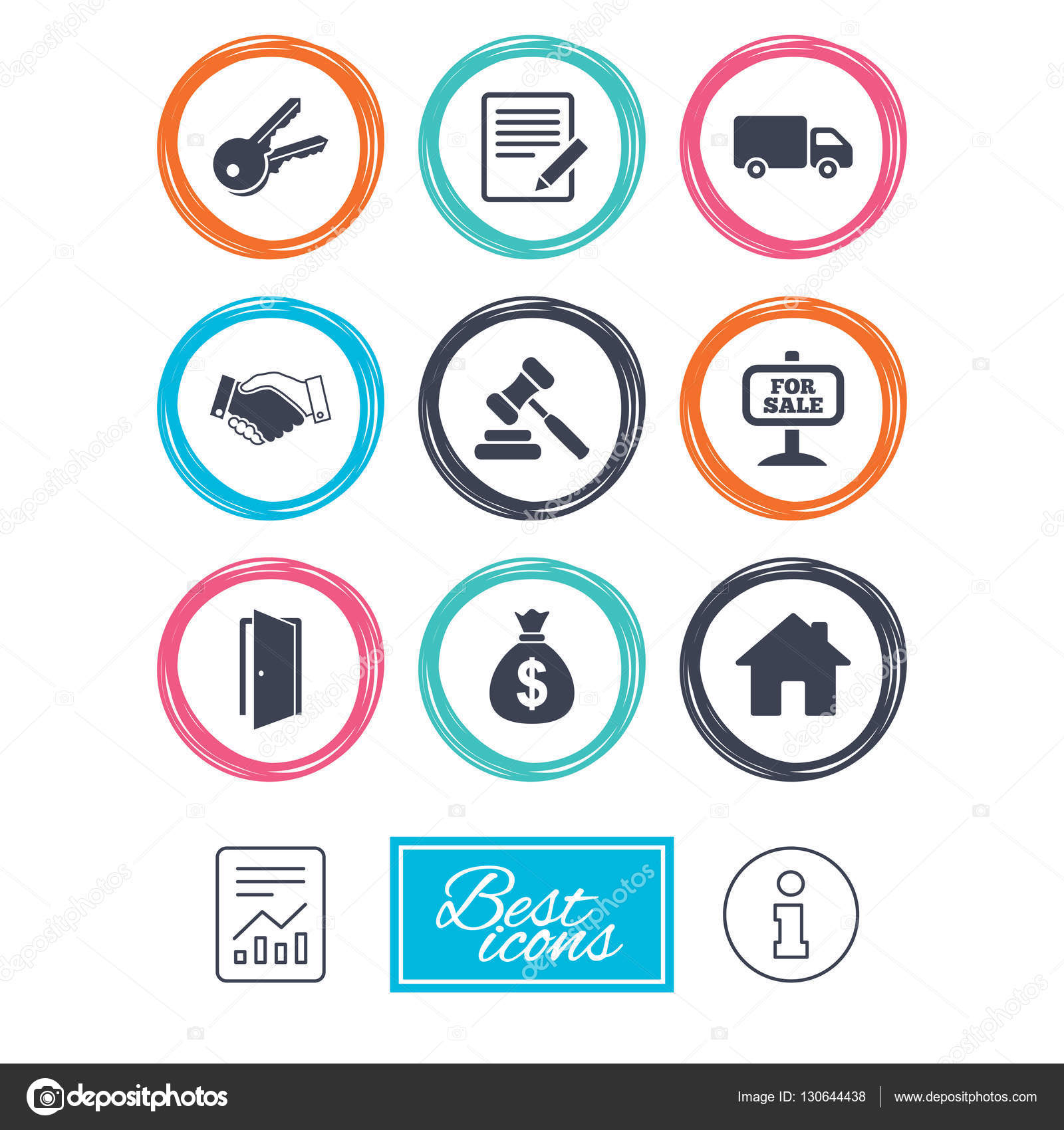 Real estate, auction icons. Stock Vector Image by ©Blankstock #130644438