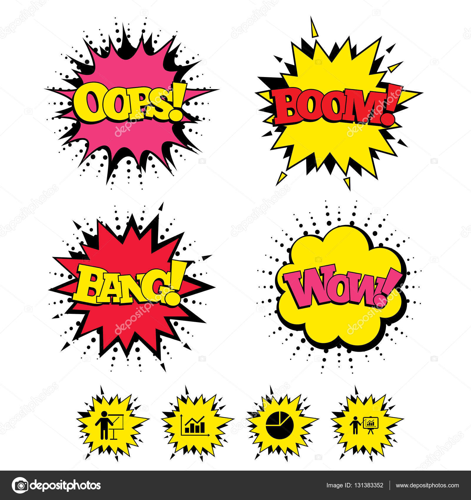 Comic Boom icons Stock Vector Image by ©Blankstock #131383352