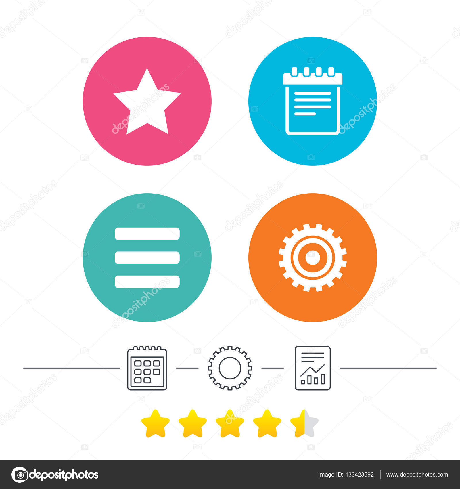 Star and menu list signs. Stock Vector by ©Blankstock 133423592