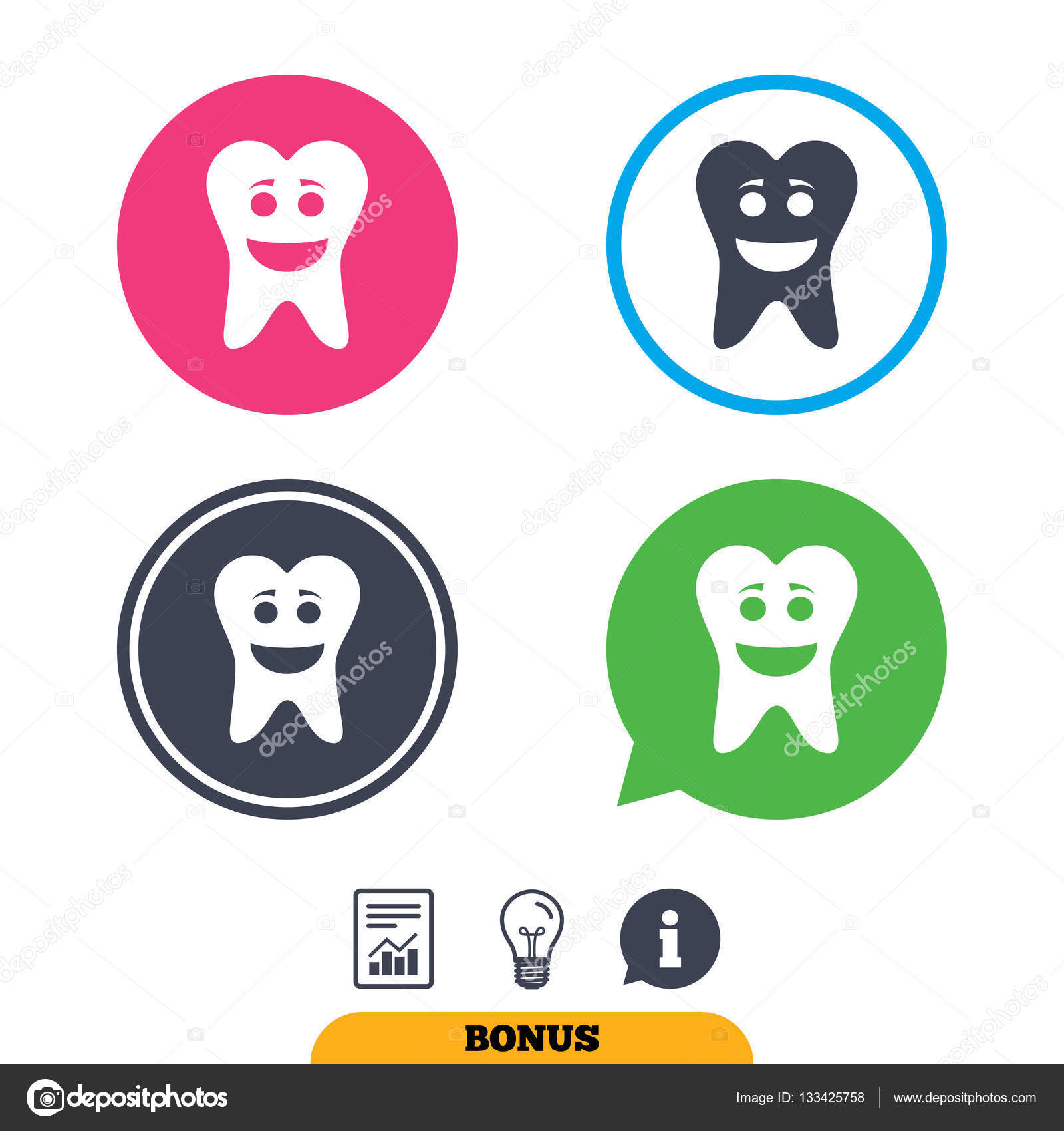 Set of tooth icons Stock Vector by ©Blankstock 133425758