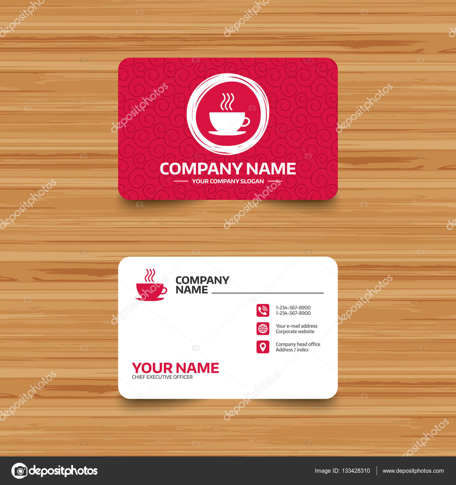 Business card templates with texture, Coffee cup signs Stock Vector ...