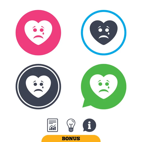 Sad heart face with tear icons — Stock Vector © Blankstock #60073369