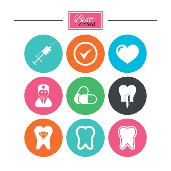 Tooth, dental care icons. Stock Vector by ©Blankstock 130628006