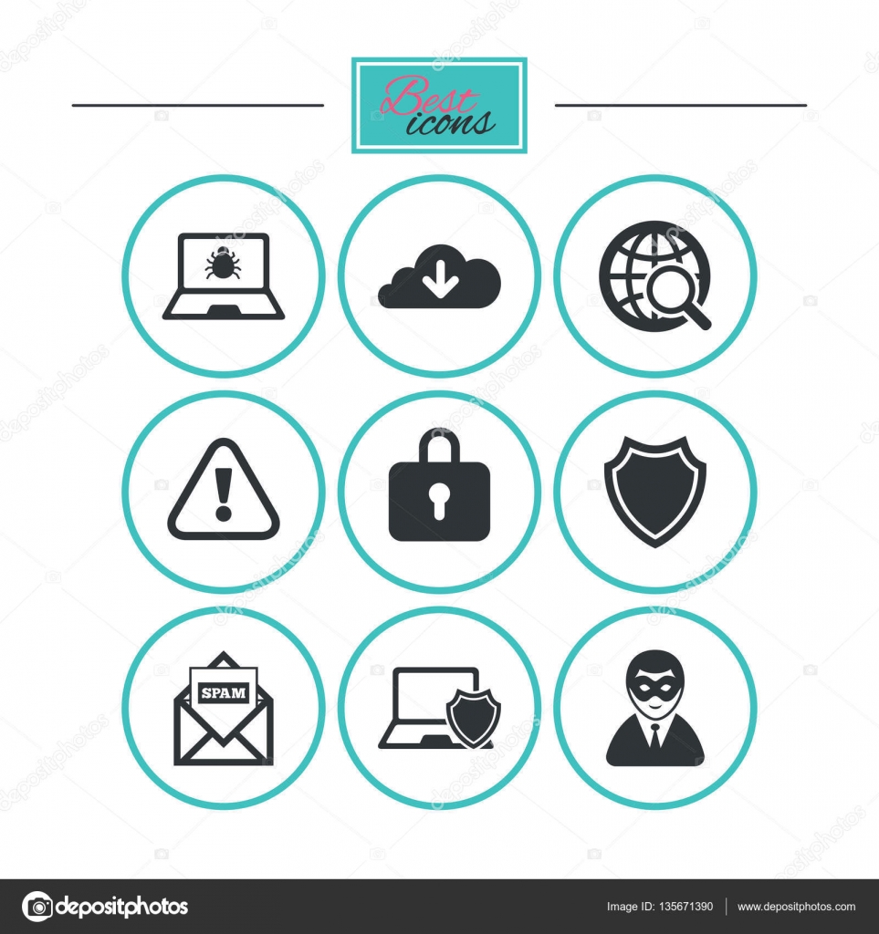 Internet privacy icons. Cyber crime signs. Stock Vector Image by ...