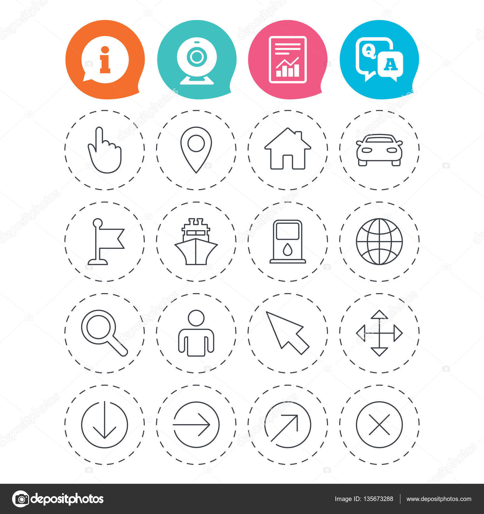GPS navigation icons. — Stock Vector © Blankstock #135673288