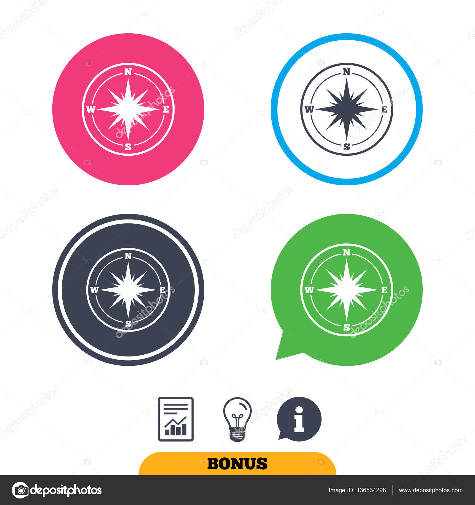 Windrose navigation icons Stock Vector by ©Blankstock 136534298