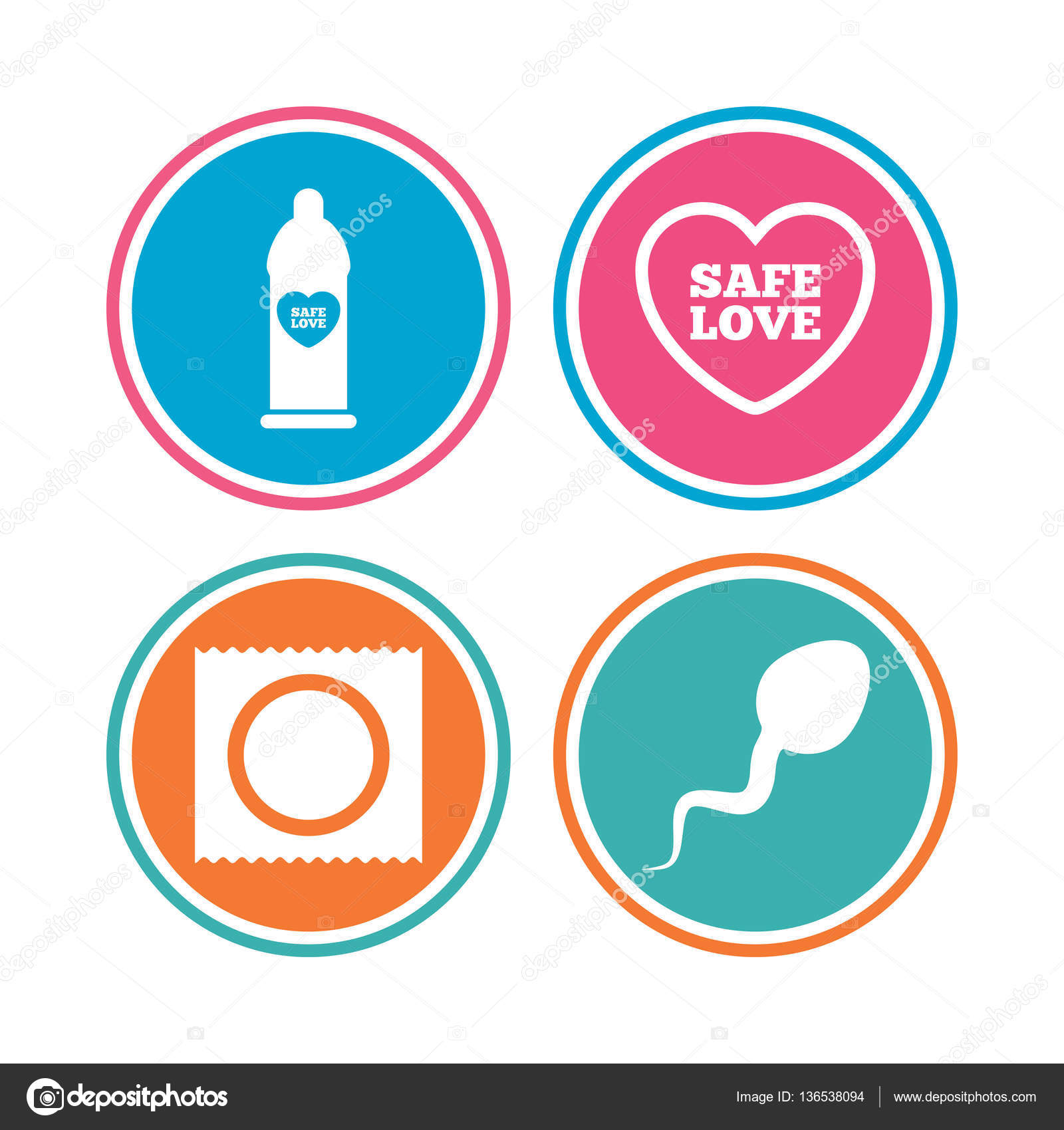 Safe Sex Love Icons Condom In Package Symbols Stock Vector Image By