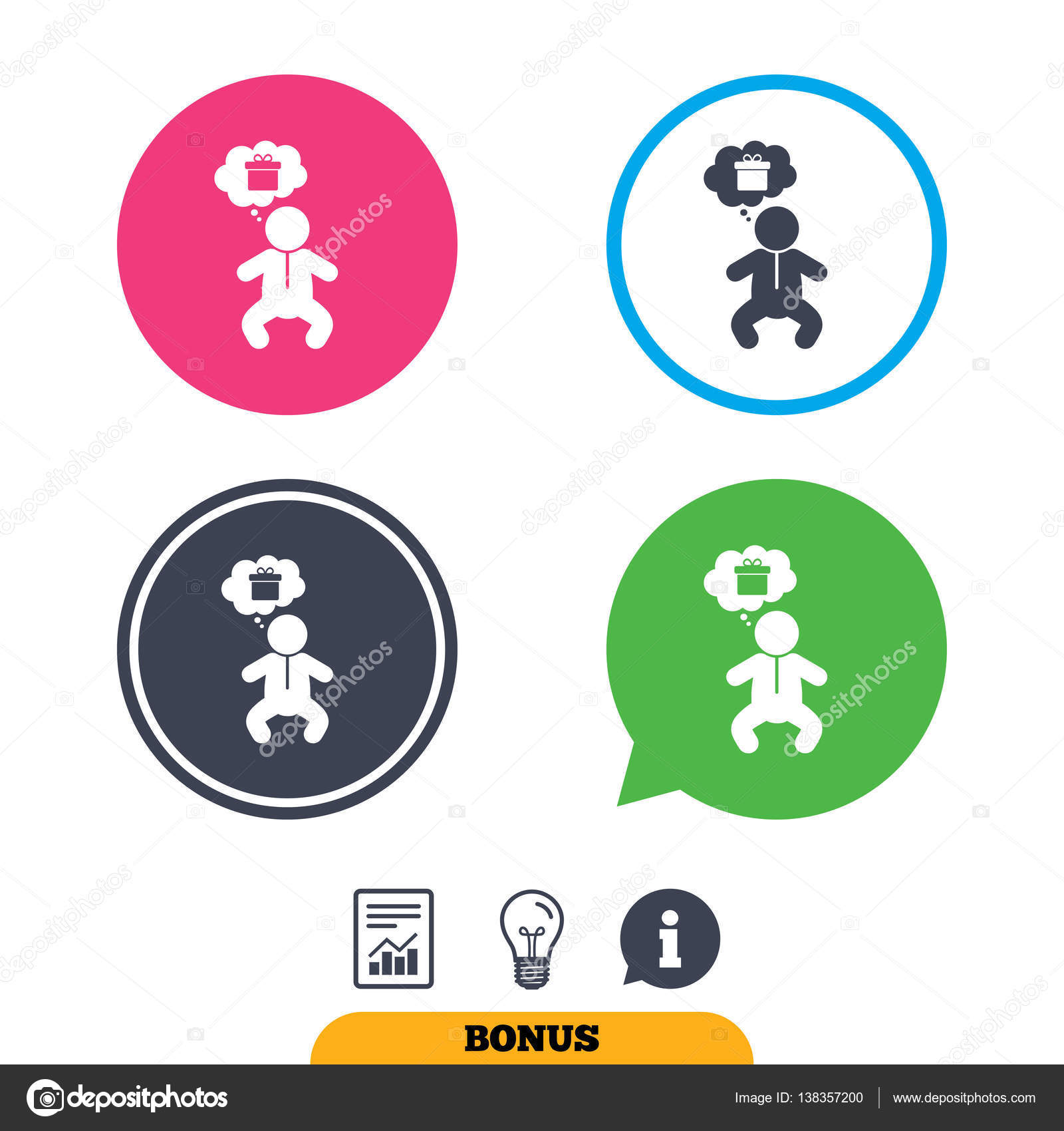 Information light bulb icons Stock Vector by ©Blankstock 138357200