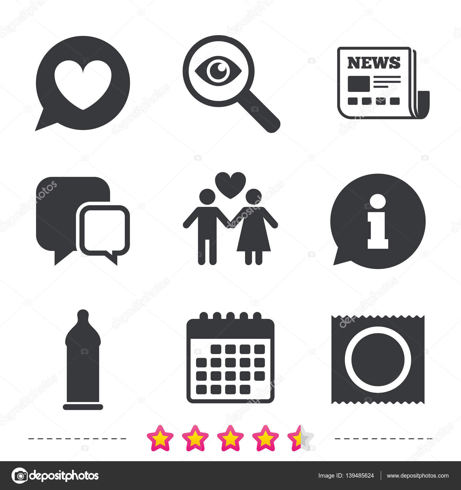 Condom Safe Sex Icons Lovers Couple Sign Stock Vector Image By