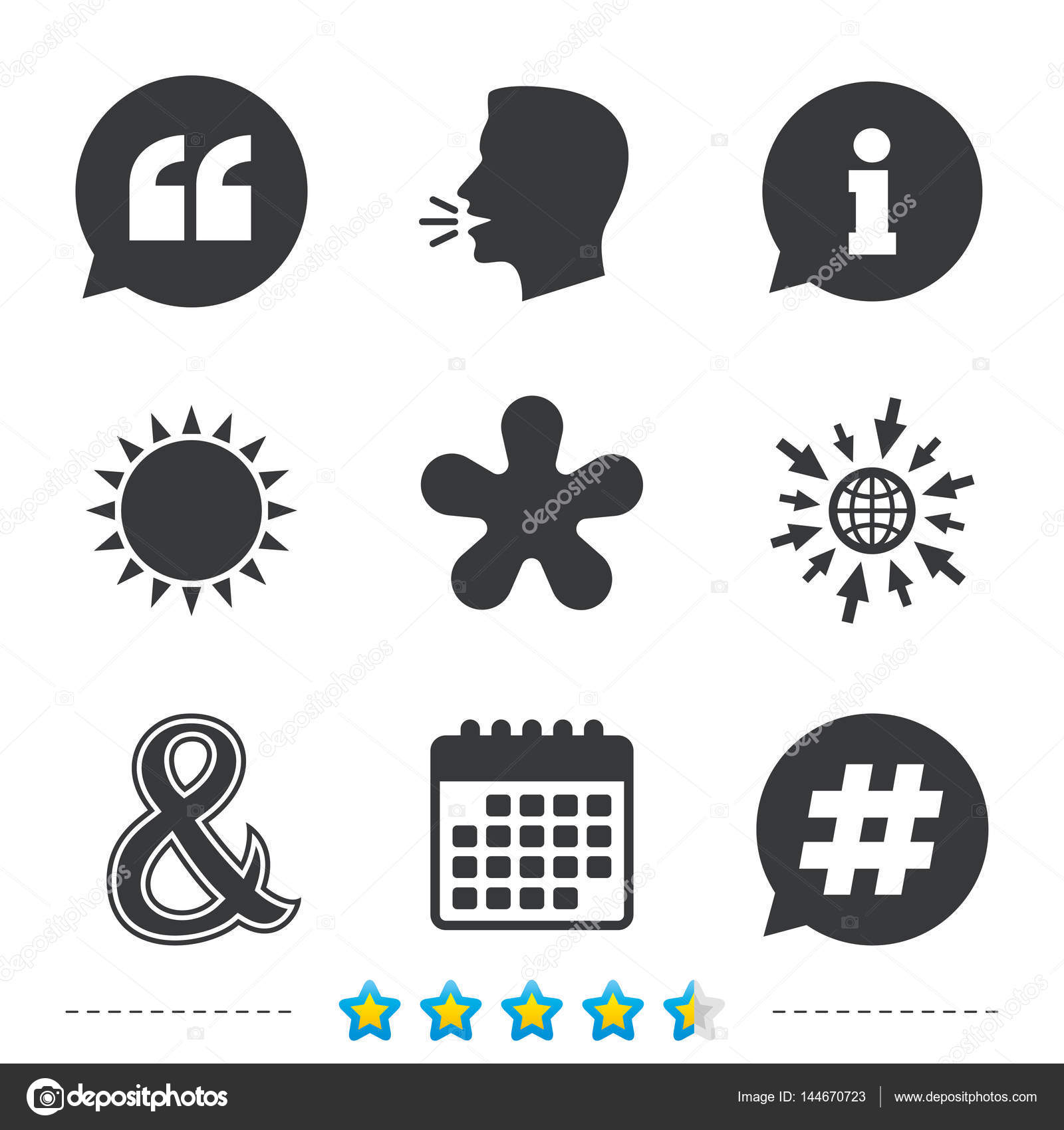 Quote, asterisk footnote icons Stock Vector Image by ©Blankstock #144670723