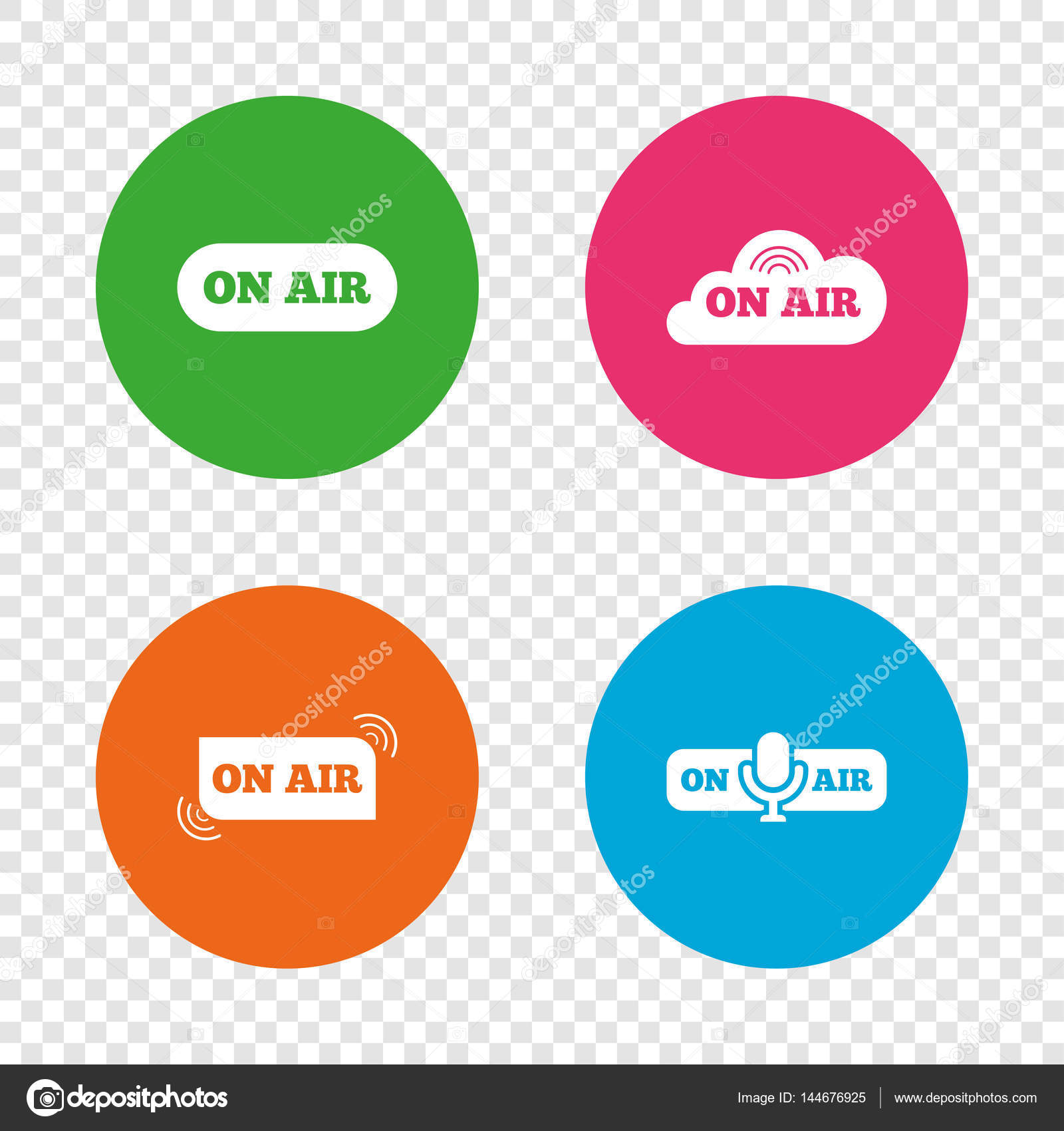 On air icons set Stock Vector by ©Blankstock 144676925