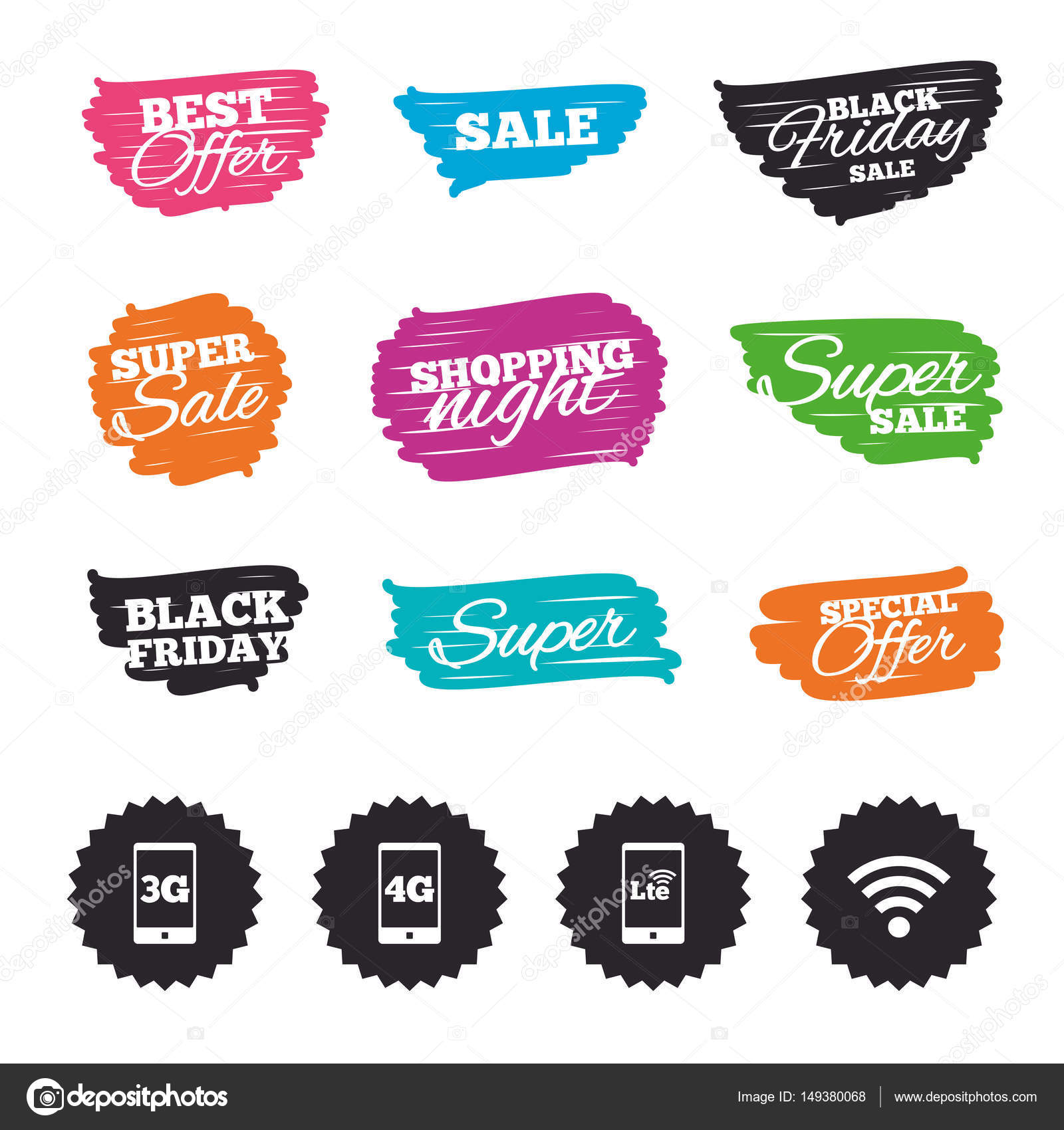 Wireless mobile network symbols Stock Vector by ©Blankstock 149380068
