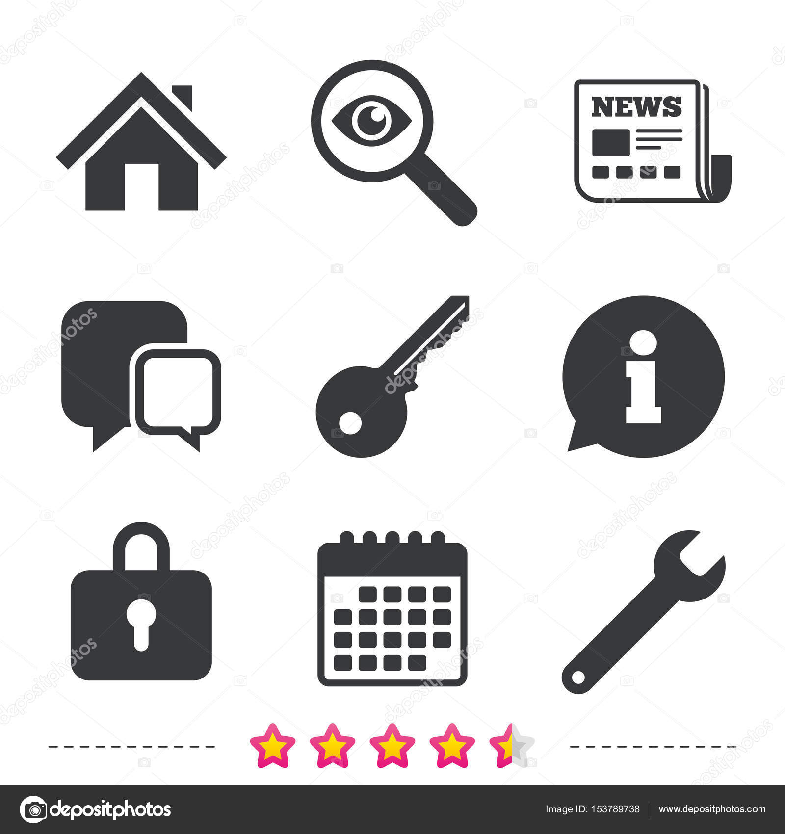 Iconos de periódicos, información y calendario Vector de stock por ...