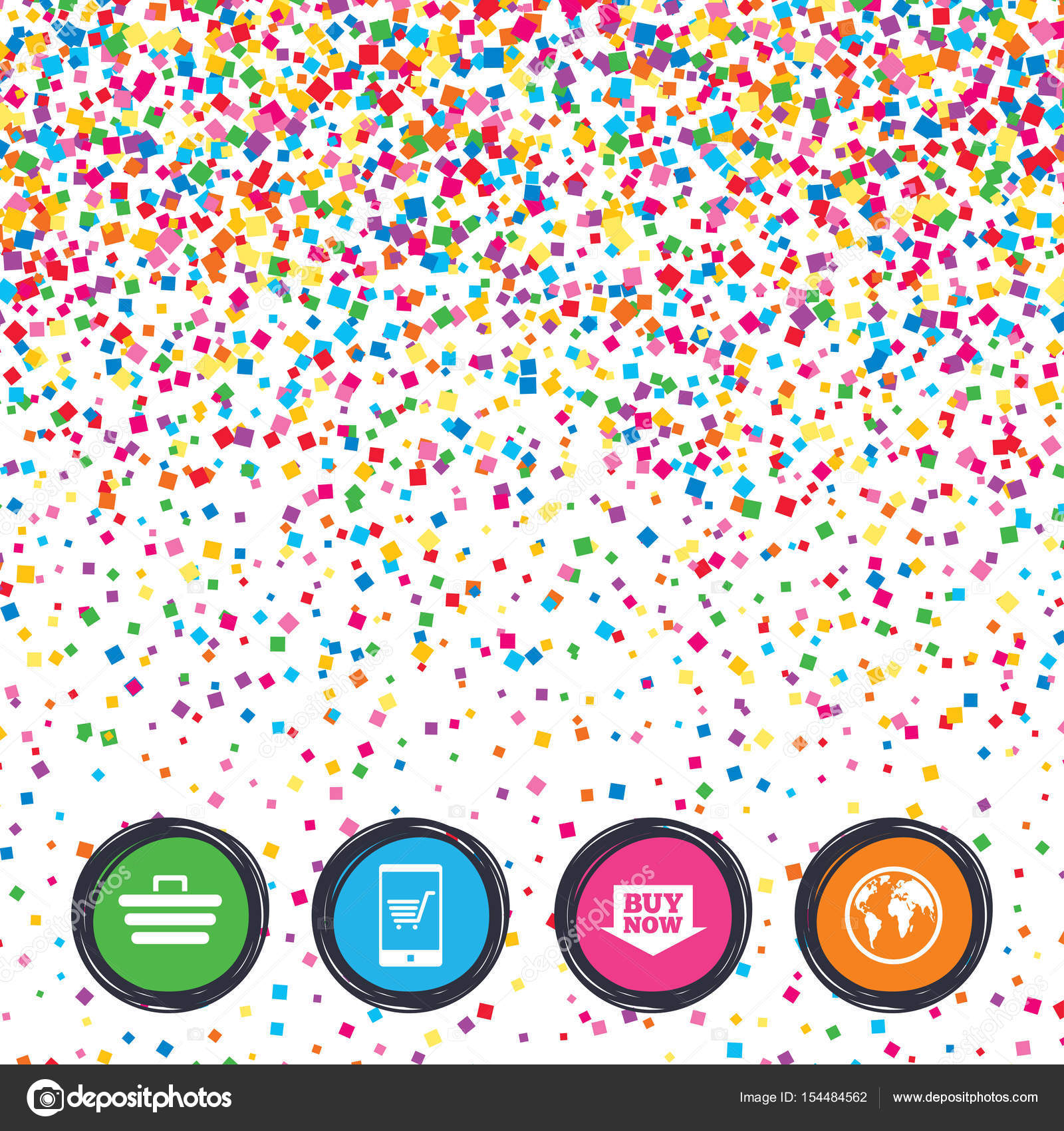 Web buttons with confetti Stock Vector by ©Blankstock 154484562