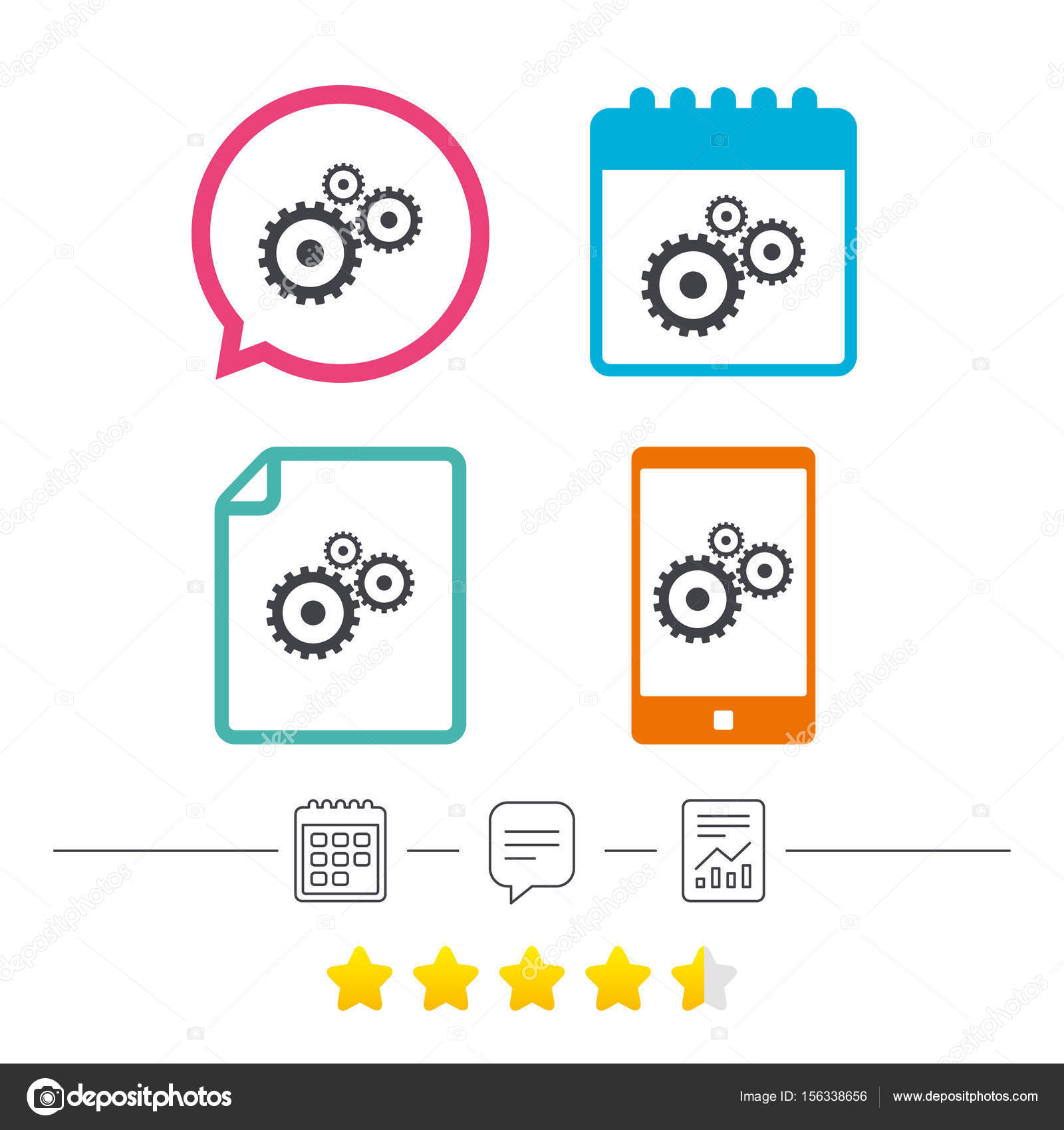 Cog settings icons set Stock Vector by ©Blankstock 156338656