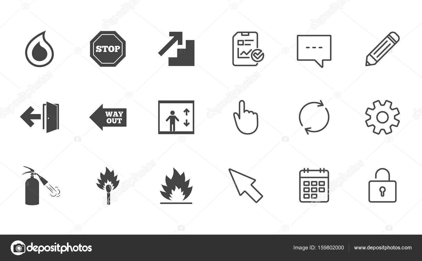 Fire safety, emergency icons. Stock Vector by ©Blankstock 159802000